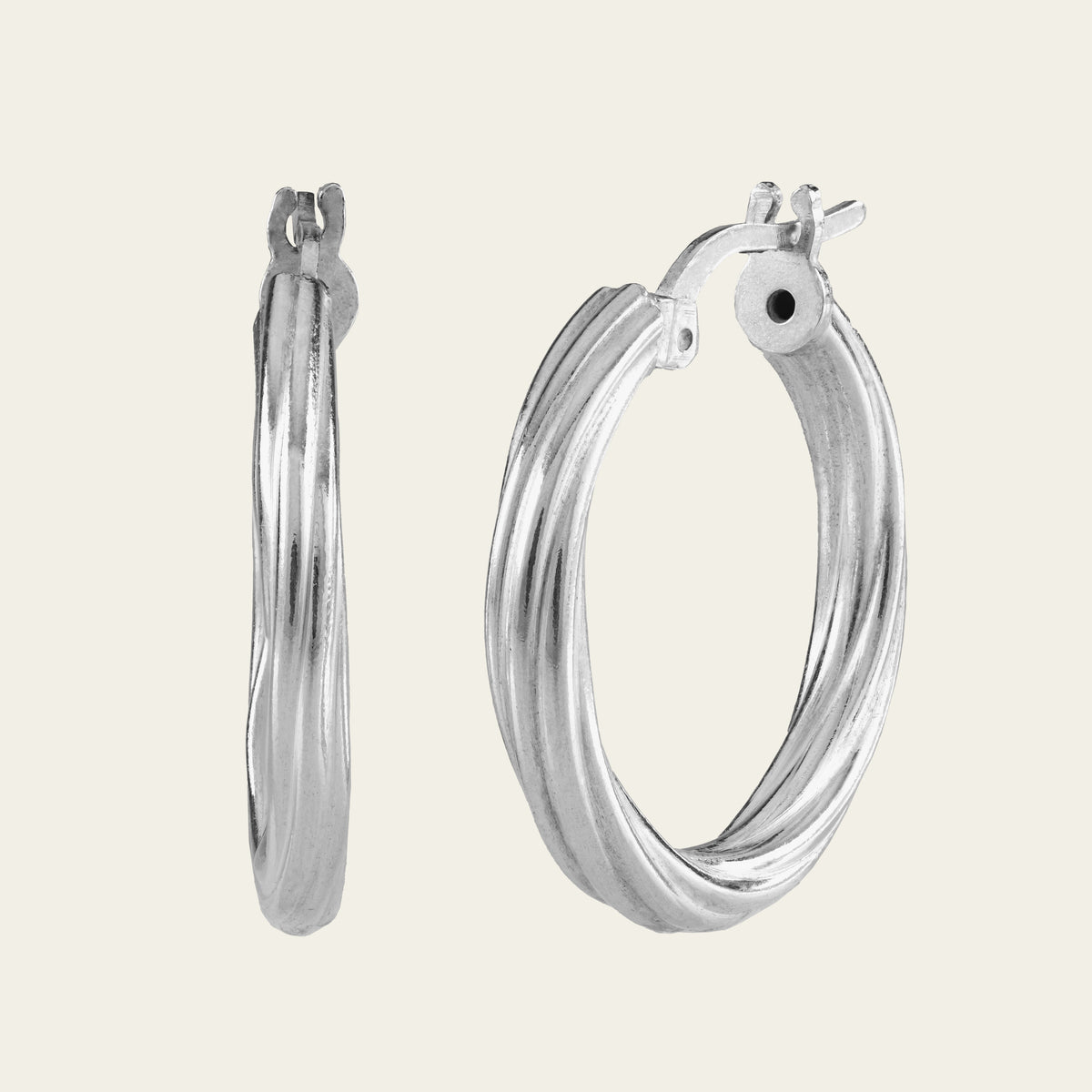 Sterling Silver Hoops | Silver Twisted Hoops – Cut + Clarity